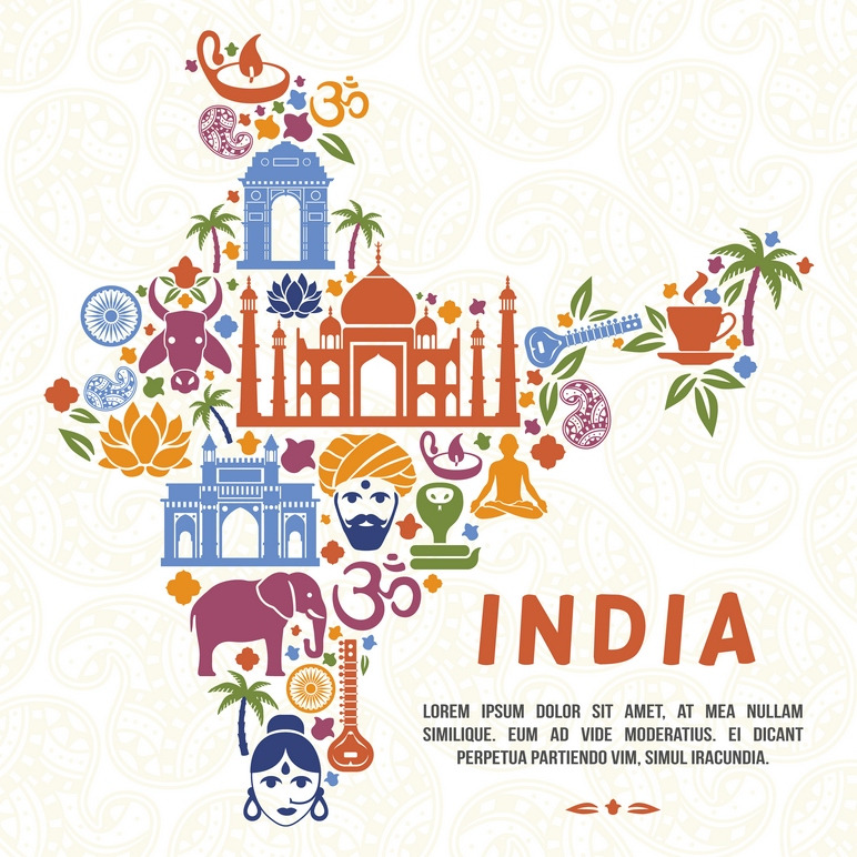 Traditional Indian symbols, an Illustration by Microvector