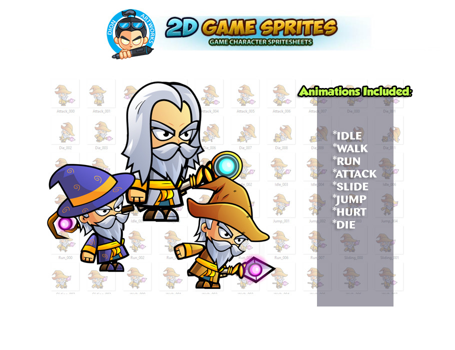 Wizards 2D Game Sprites Set, an Illustration by DionArtworks