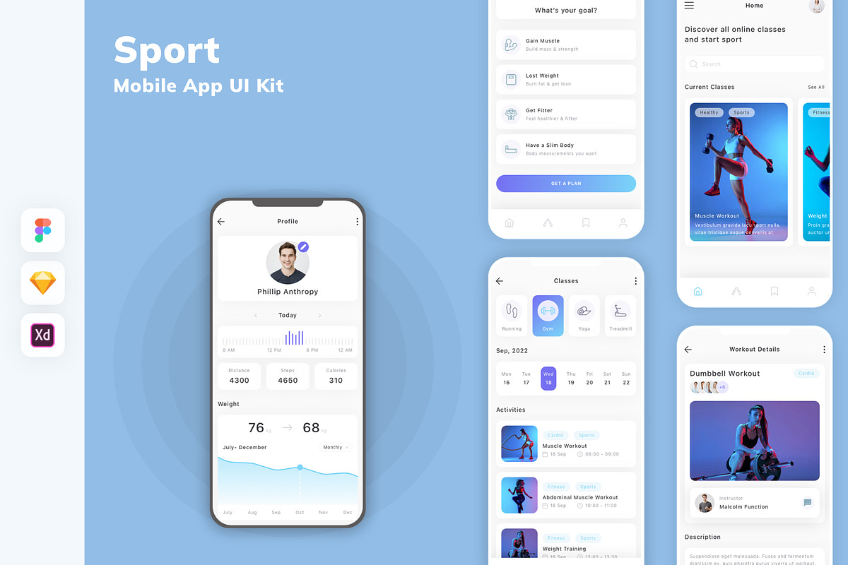 Sport Mobile App UI Kit, an UI Kit Template by uicube