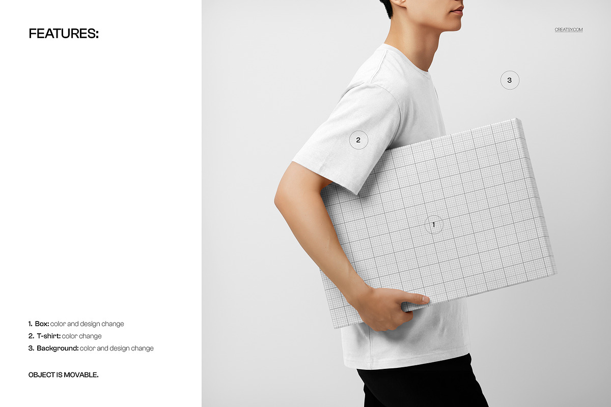 Man Holding Packaging Box Mockup, a Packaging Mockup by creatsy5