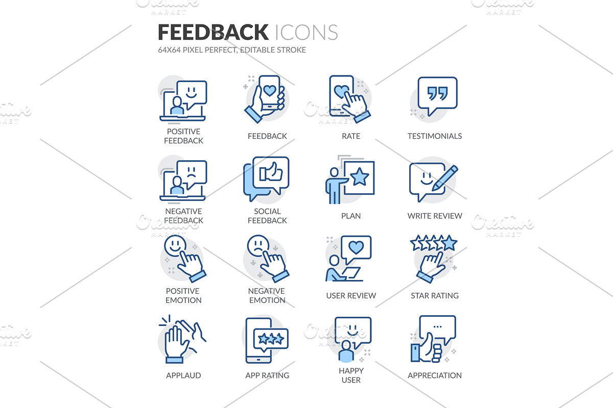 Line Feedback Icons, a Technology Illustration by Davooda