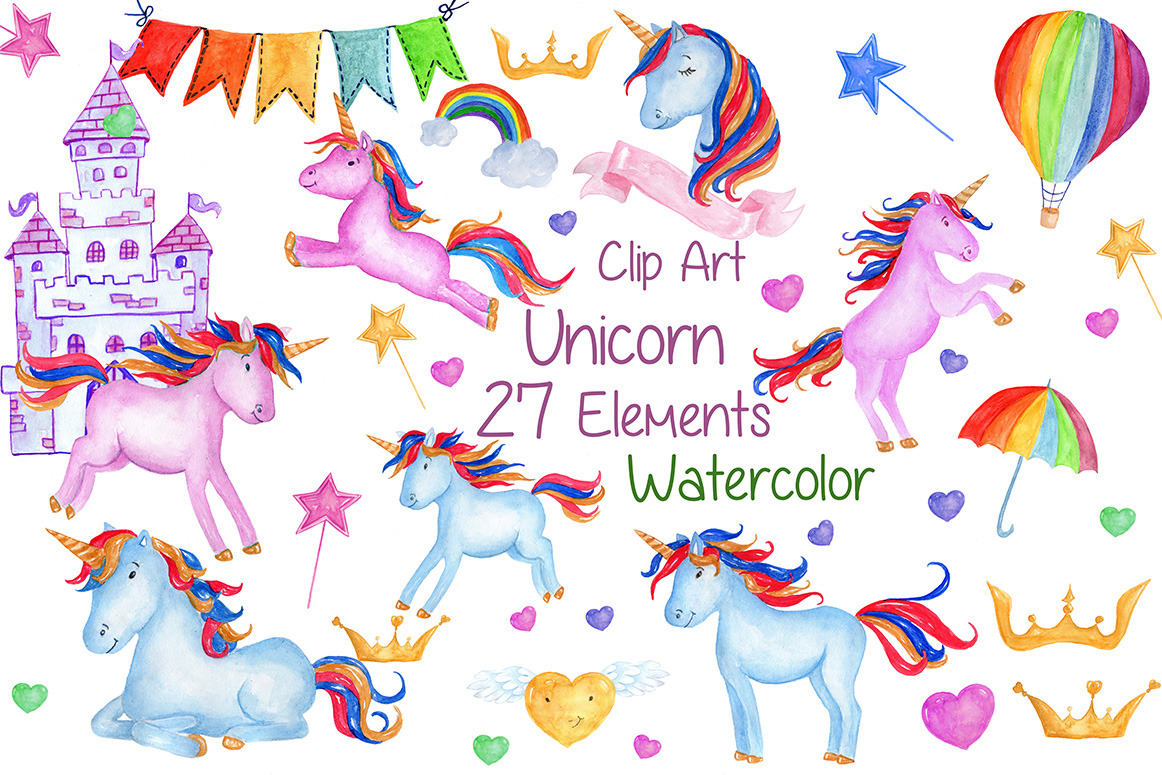 Watercolour Unicorns Clip Art, an Illustration by vivastarkids ...