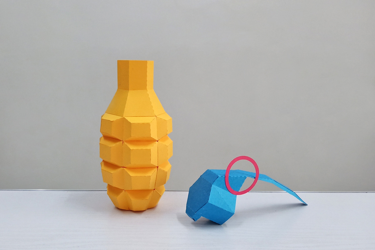 DIY Hand Grenade - 3d papercraft, a Templates & Theme by PAPER amaze