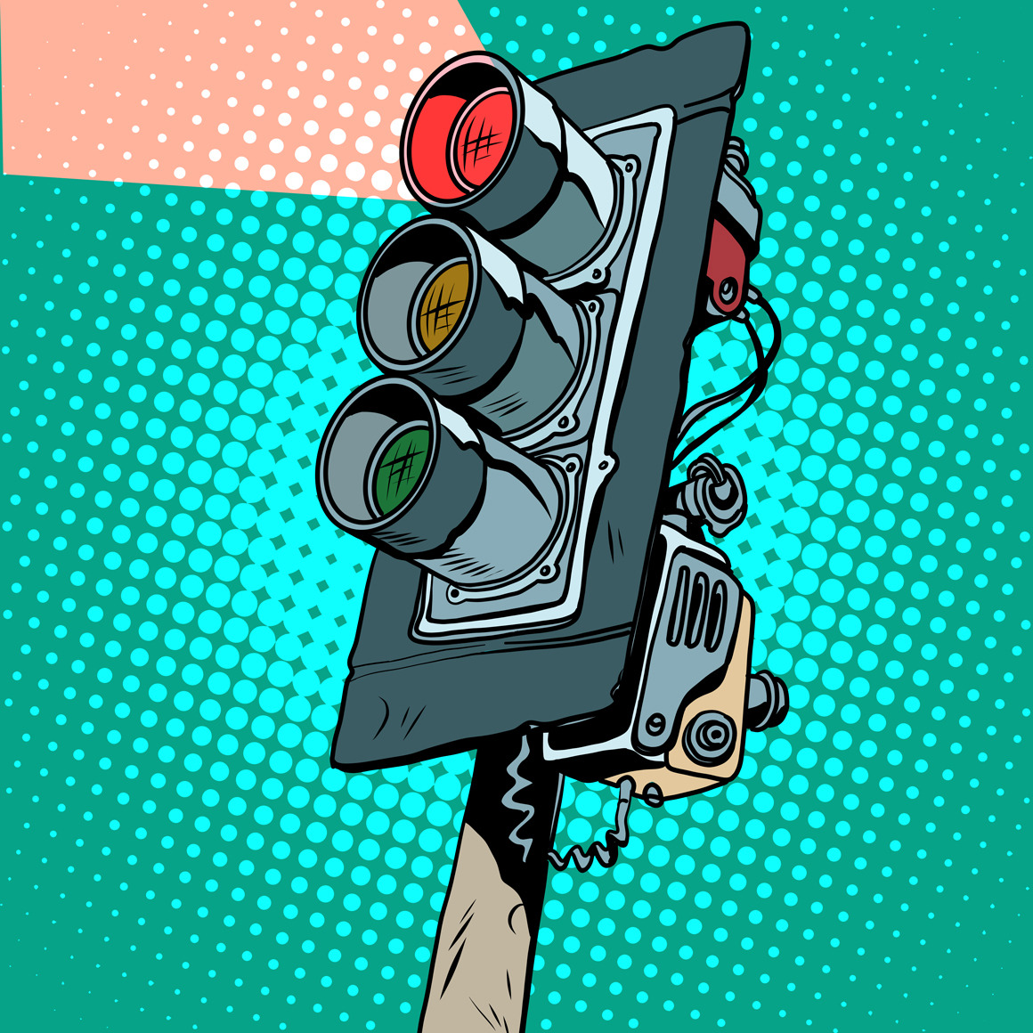 red traffic light, a Transportation Illustration by studiostoks