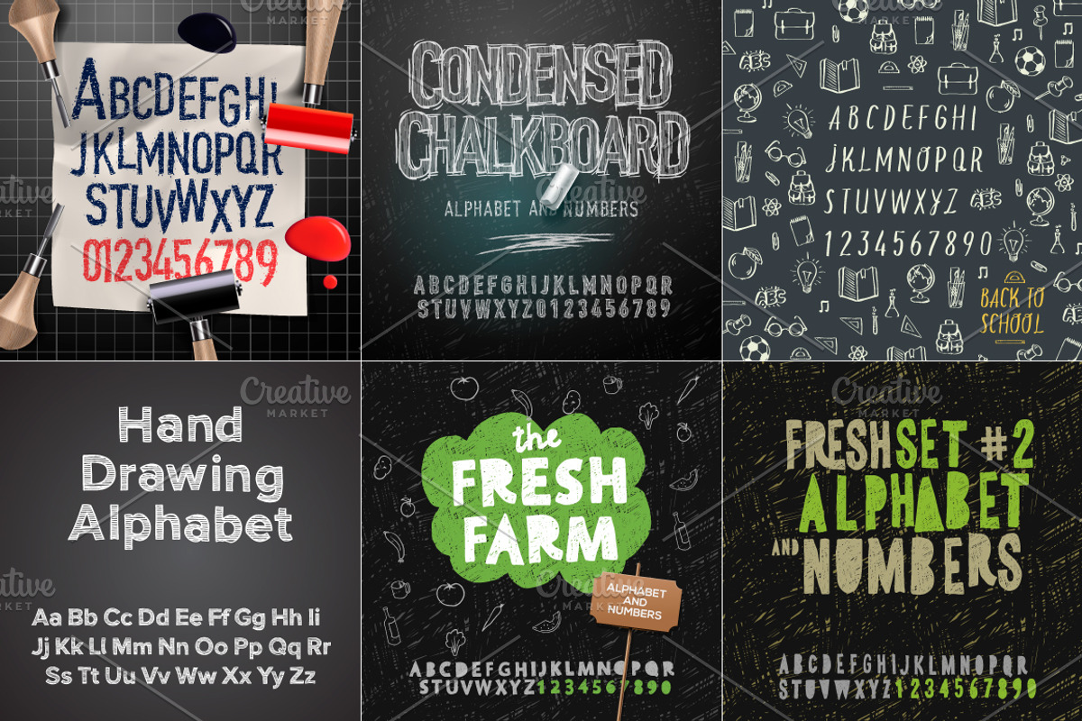 Big Bundle Alphabet & Numbers, a Symbol Font by PREMIUMVECTOR