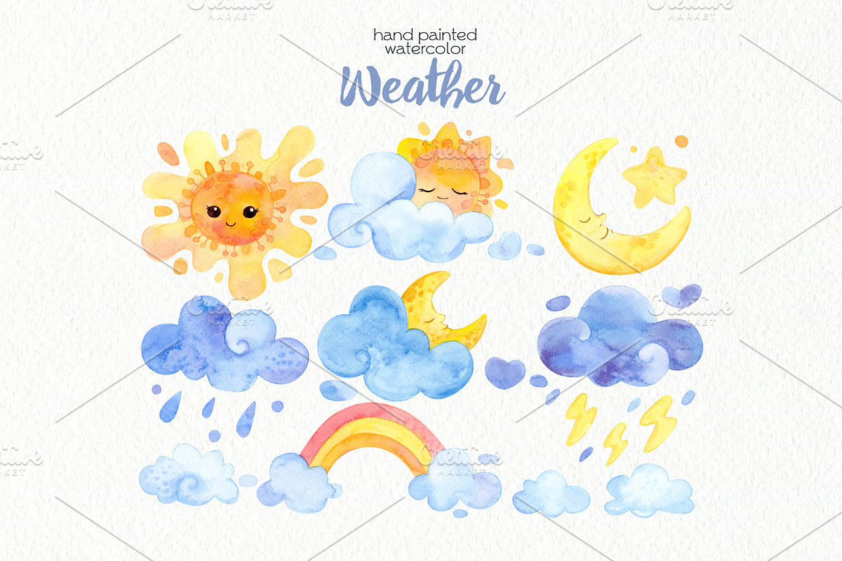 Watercolor Weather, an Illustration by OllyKo Art