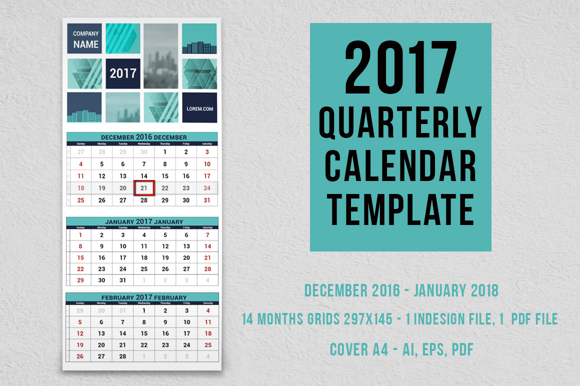 2017 quarterly calendar template, a Stationery Template by Peliken