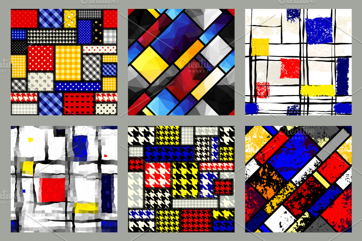 Piet Monrian style patterns.