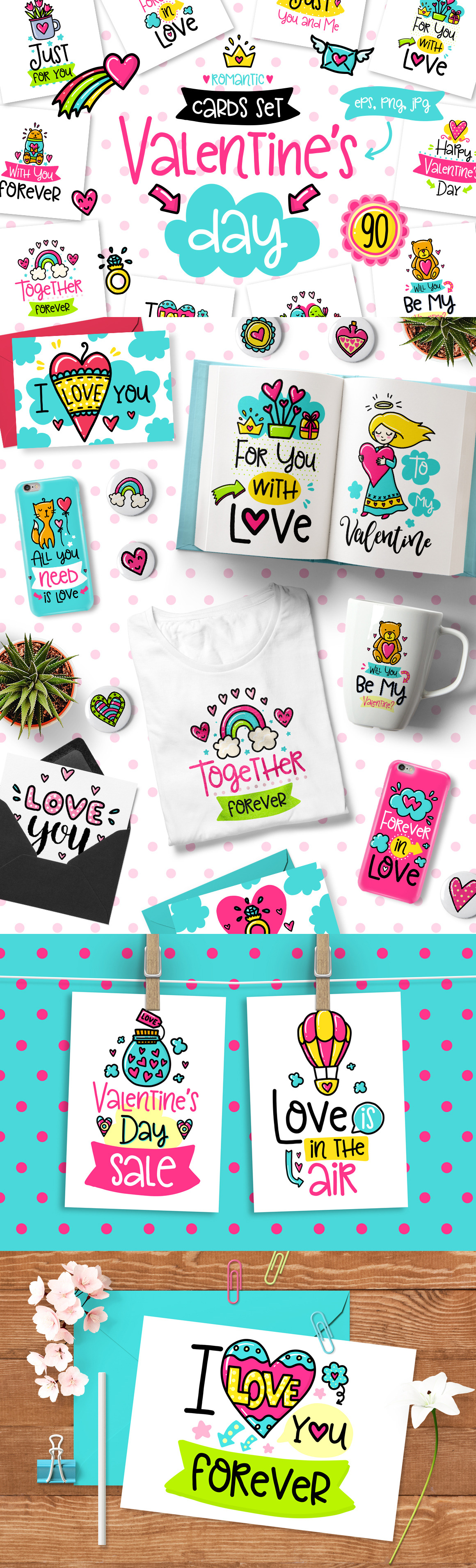 90 Valentine's Day Cards - Love Set, a Card Template by Velliniki