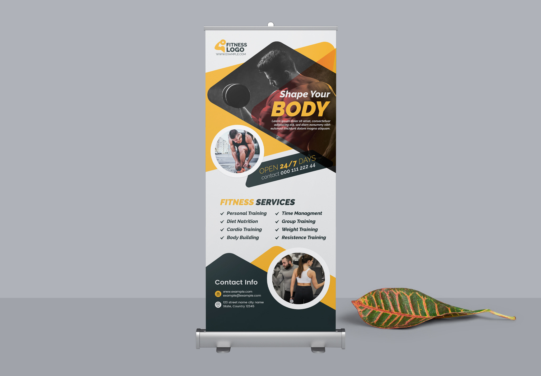 Body Fitness Roll Up Banner Template, a Flyer Template by Cristal Pioneer