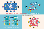 Workplaces top view illustrations, a Work Illustration by ÁRTICA