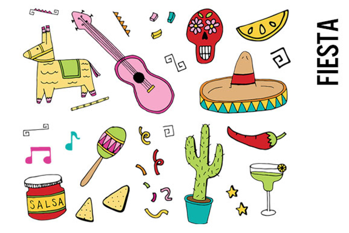 Bright Fiesta Doodle Clip Art, an Illustration by Pepper