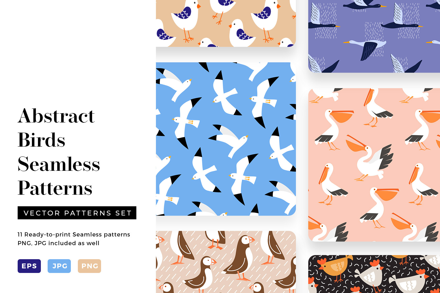 Abstract Birds Seamless Patterns, a Pattern Graphic by Kotulska