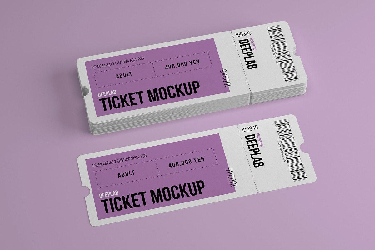 Tickets Mockup Set - 17 styles, a Print Template by Deeplab