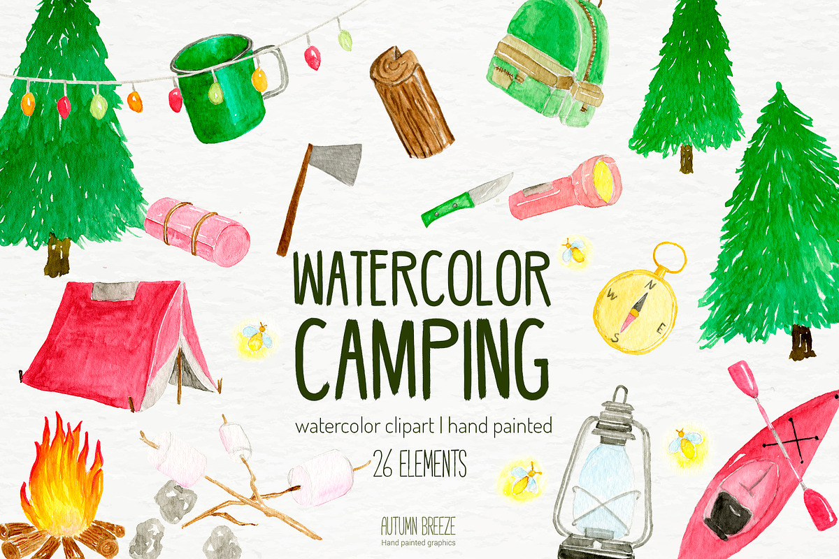 watercolor camping, a Decorative Illustration by Autumn Breeze