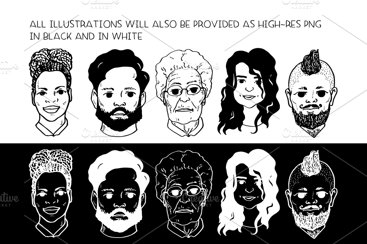 Faces - vector illustrations