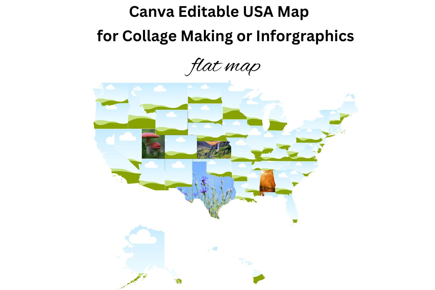 Editable USA Flat Map with States, a Presentation Template by ...