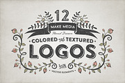 Hand Drawn Colored & Textured Logos, a Decorative Illustration by ...