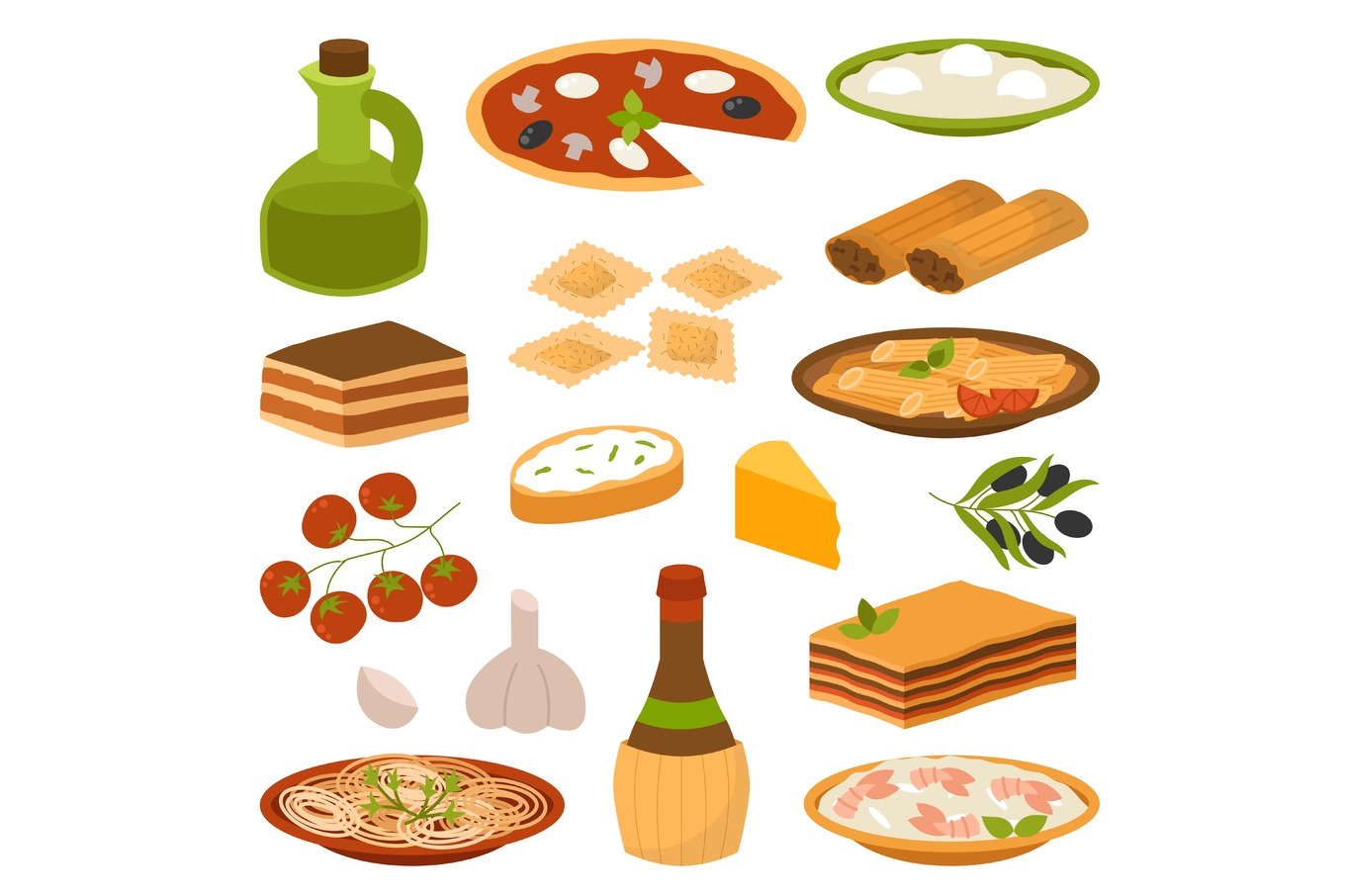 Cartoon Italy food cuisine delicious homemade cooking fresh traditional ...