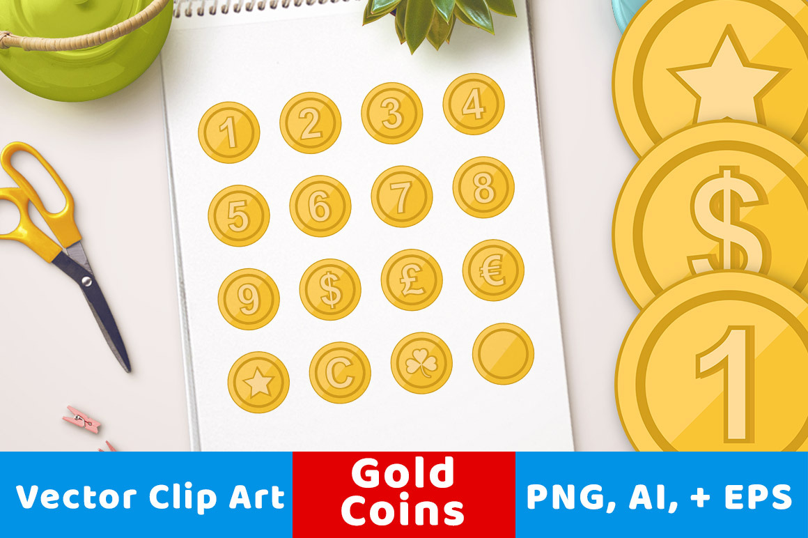 Gold Coin Clipart, Game Coins, an Object Graphic by The Digital ...