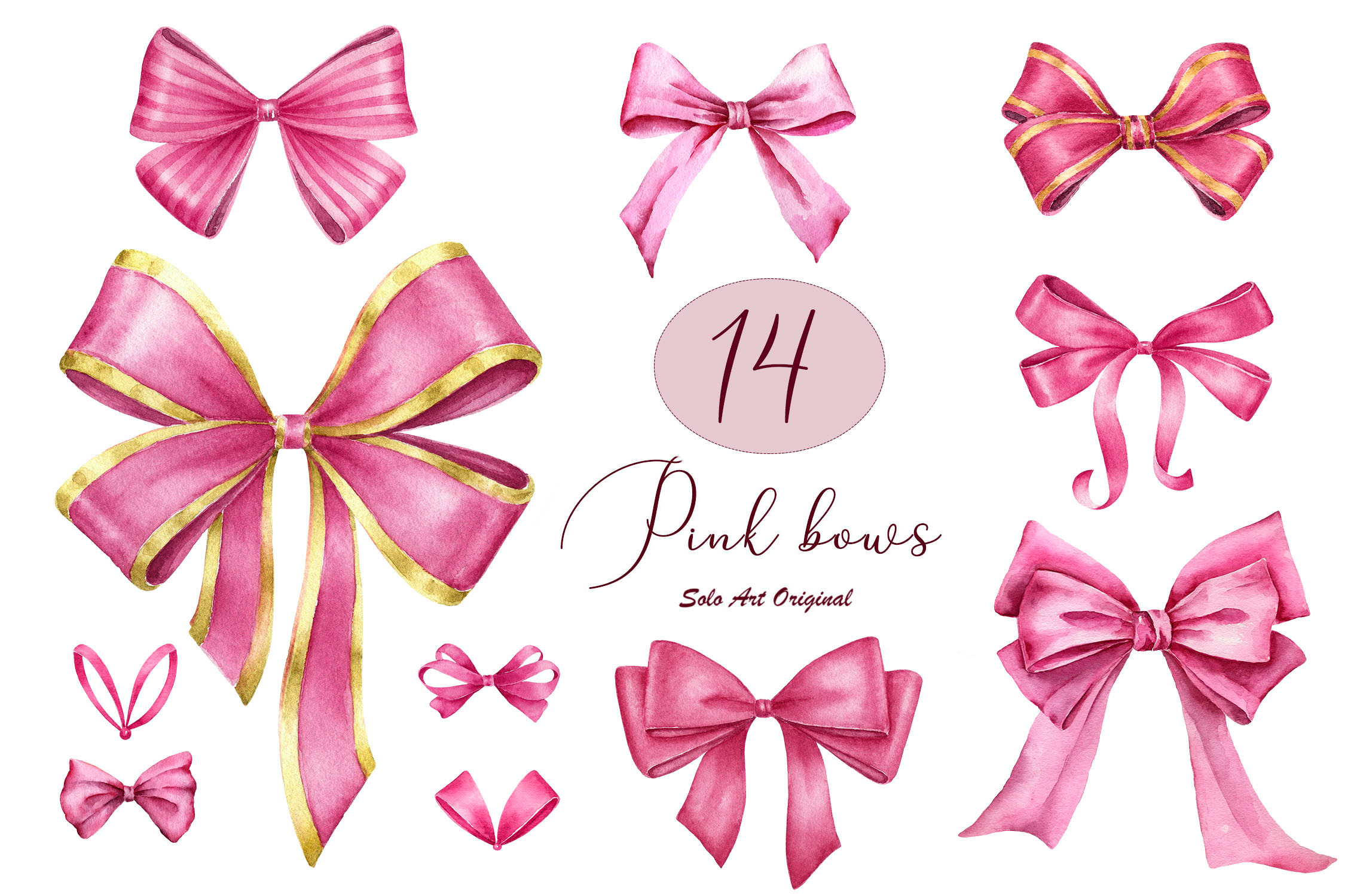 Pink bows Clipart Valentines day