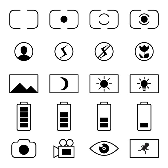 Camera viewfinder display icon set, a Graphic by Microvector