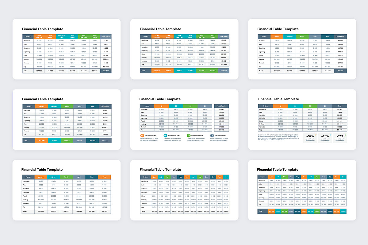 Financial Tables Templates PPT