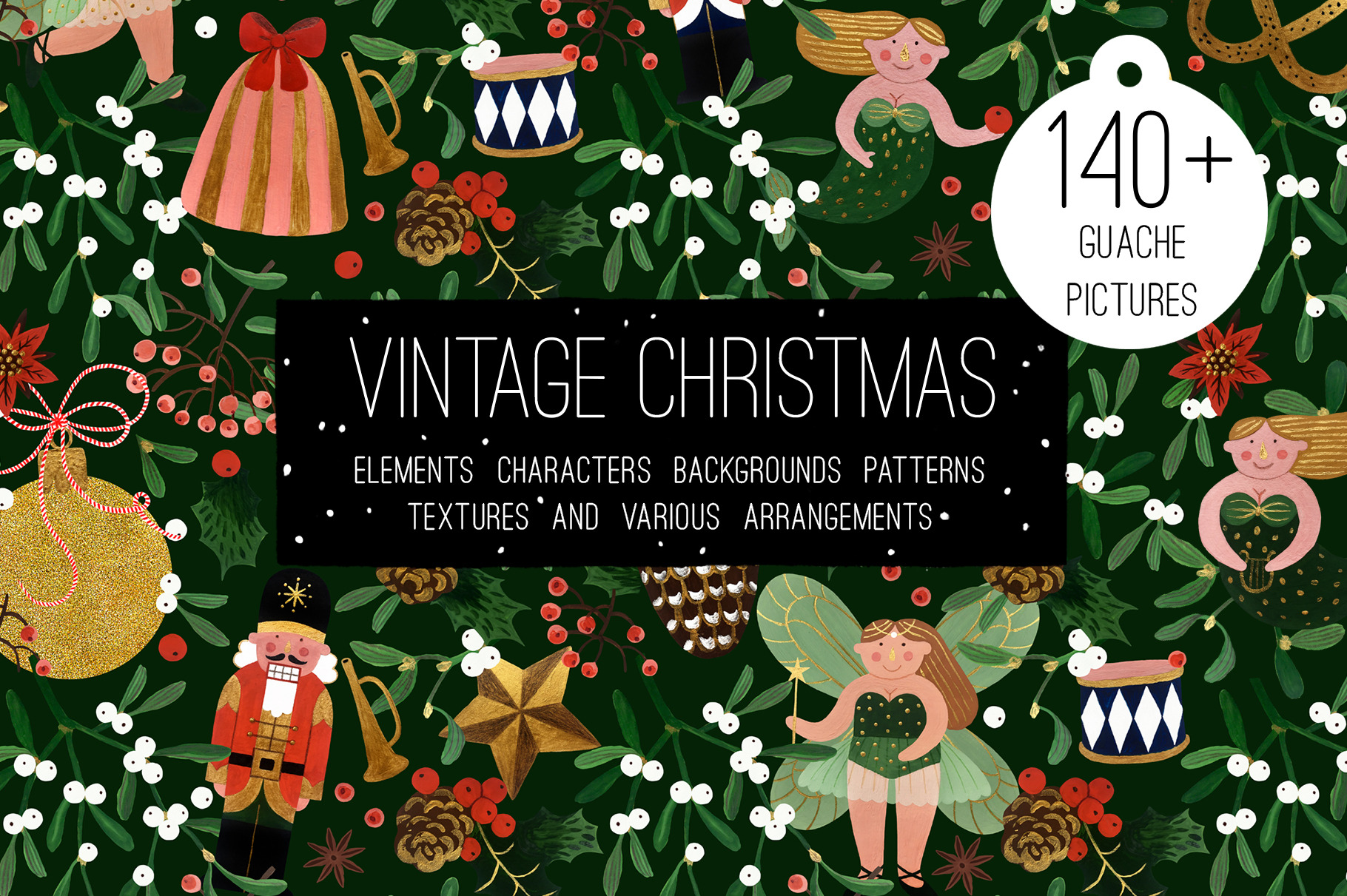 Vintage Huge Christmas Set, a Decorative Illustration by Fominox ...