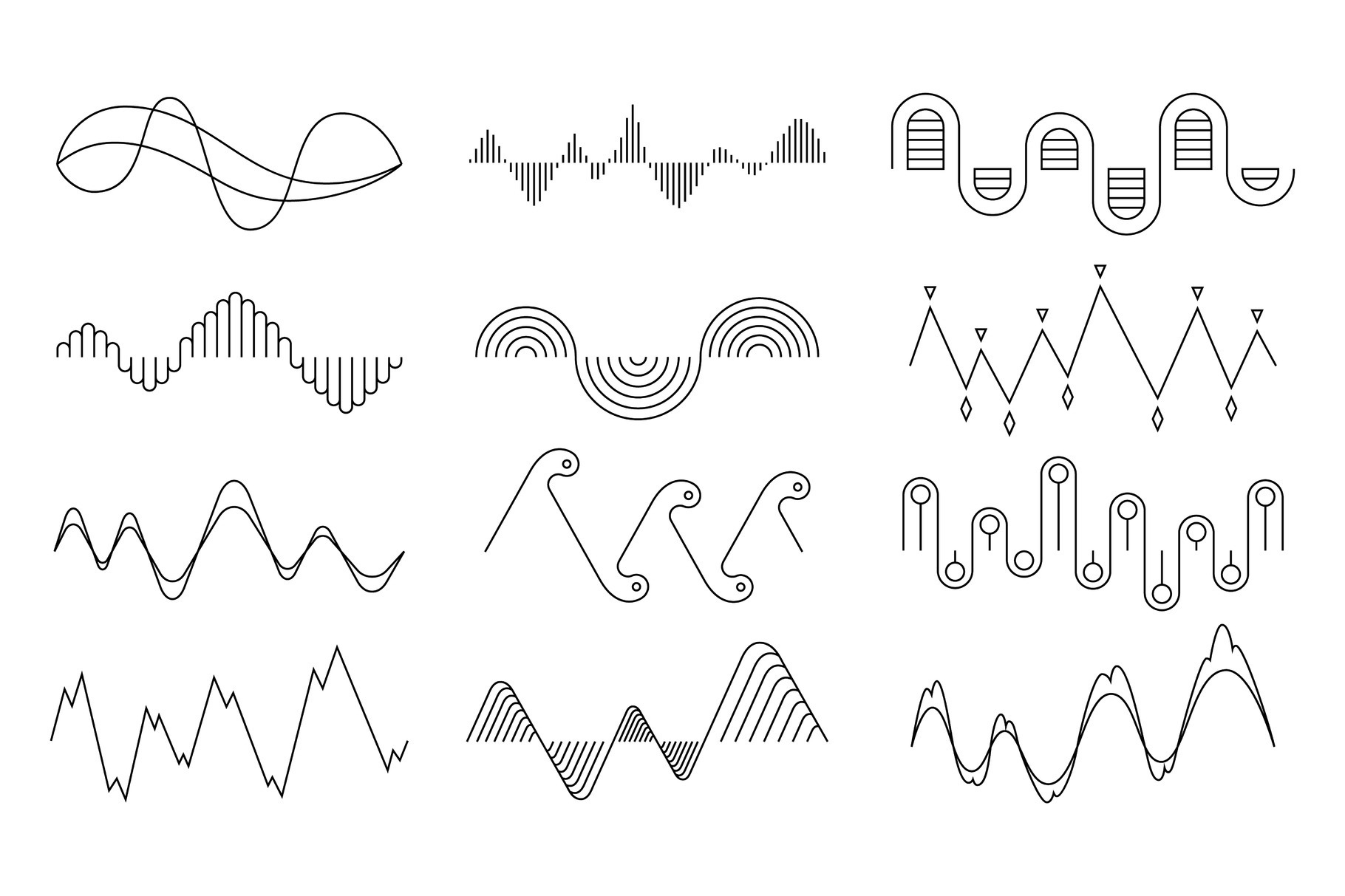 Vector music sound waves set, a Technology Illustration by Things for ...