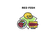 Red Fish Meat Vector Concept Color, a Food Illustration by pikepicture