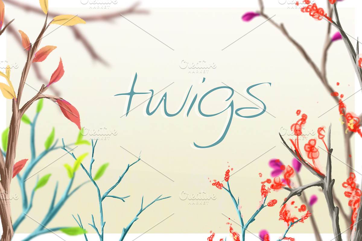 Set of 18 Twigs, an Illustration by St. Mint