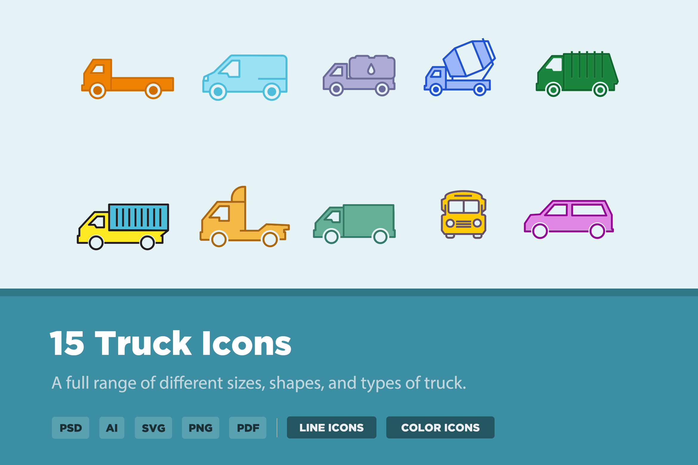 15 Truck Icons, an Icon by Creative VIP