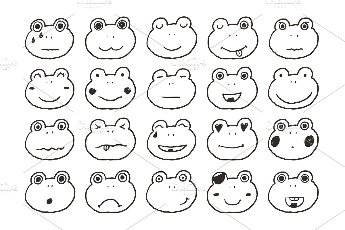 Frogs Funny Faces, an Animal Illustration by GooseFrol