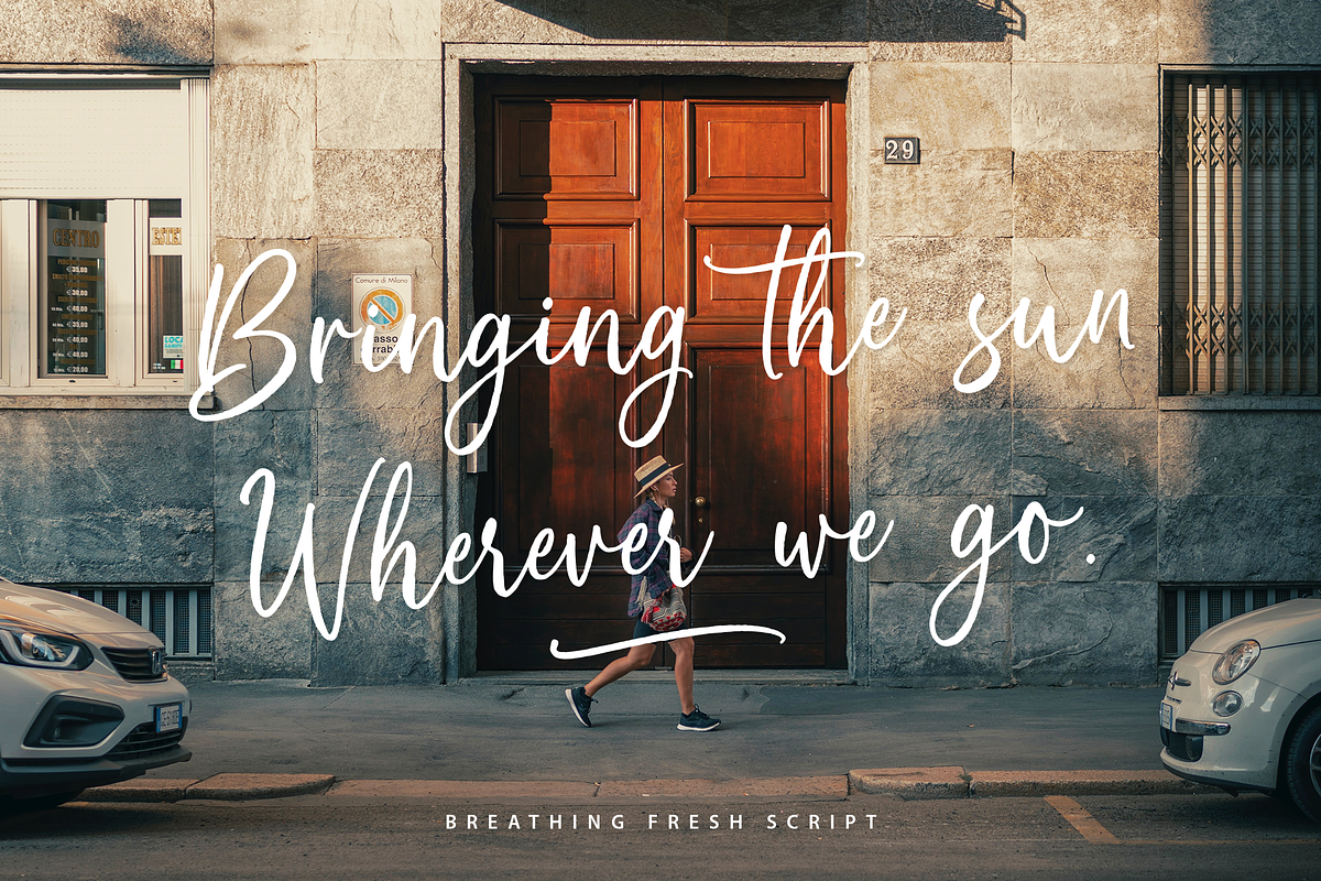 Breathing Fresh Script, a Script Font by sizimon