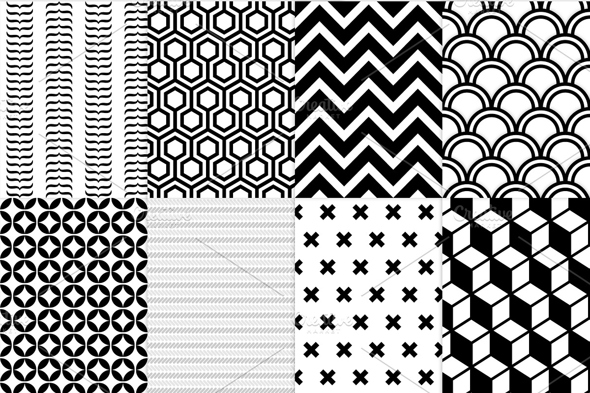 8 Geometric Seamless Patterns, a Pattern Graphic by Side Project