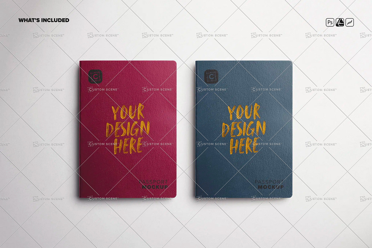 Passport Cover Mockup, a Books & Magazine Mockup by Custom Scene