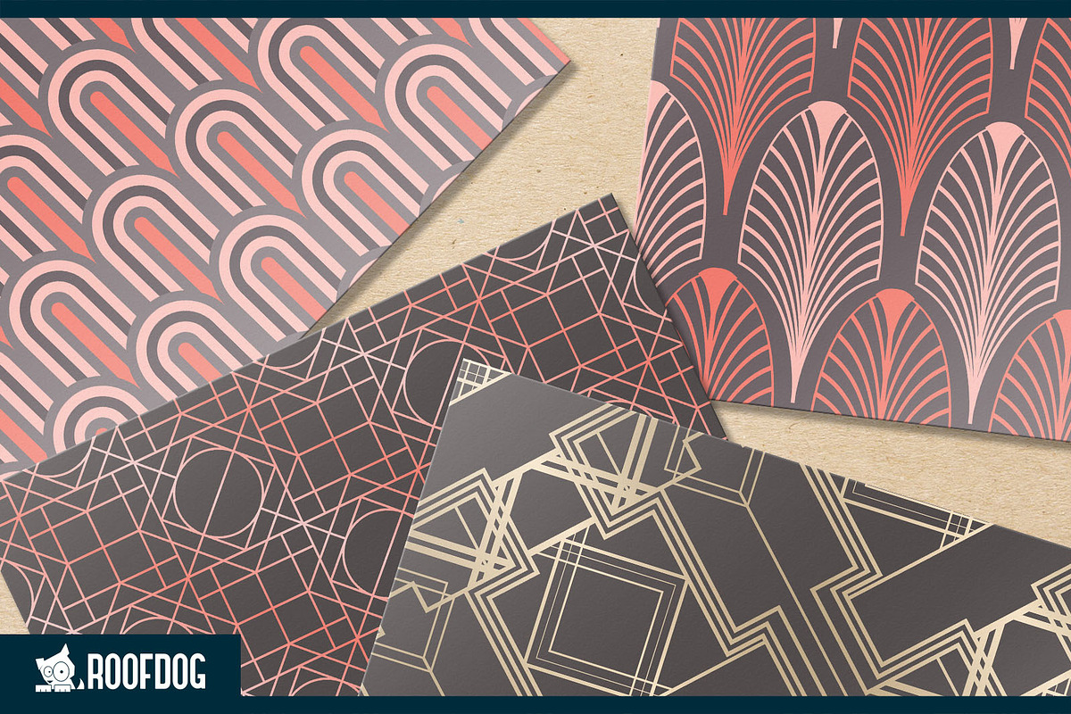 1930s Art Deco digital papers, a Pattern Graphic by Roofdog Design