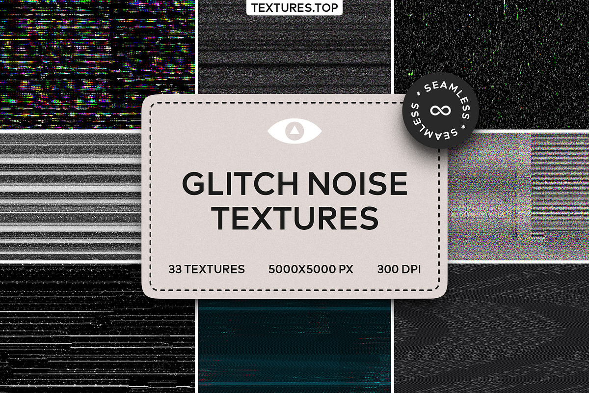 33 Seamless Glitch Noise Textures, a Texture Graphic by Top Textures