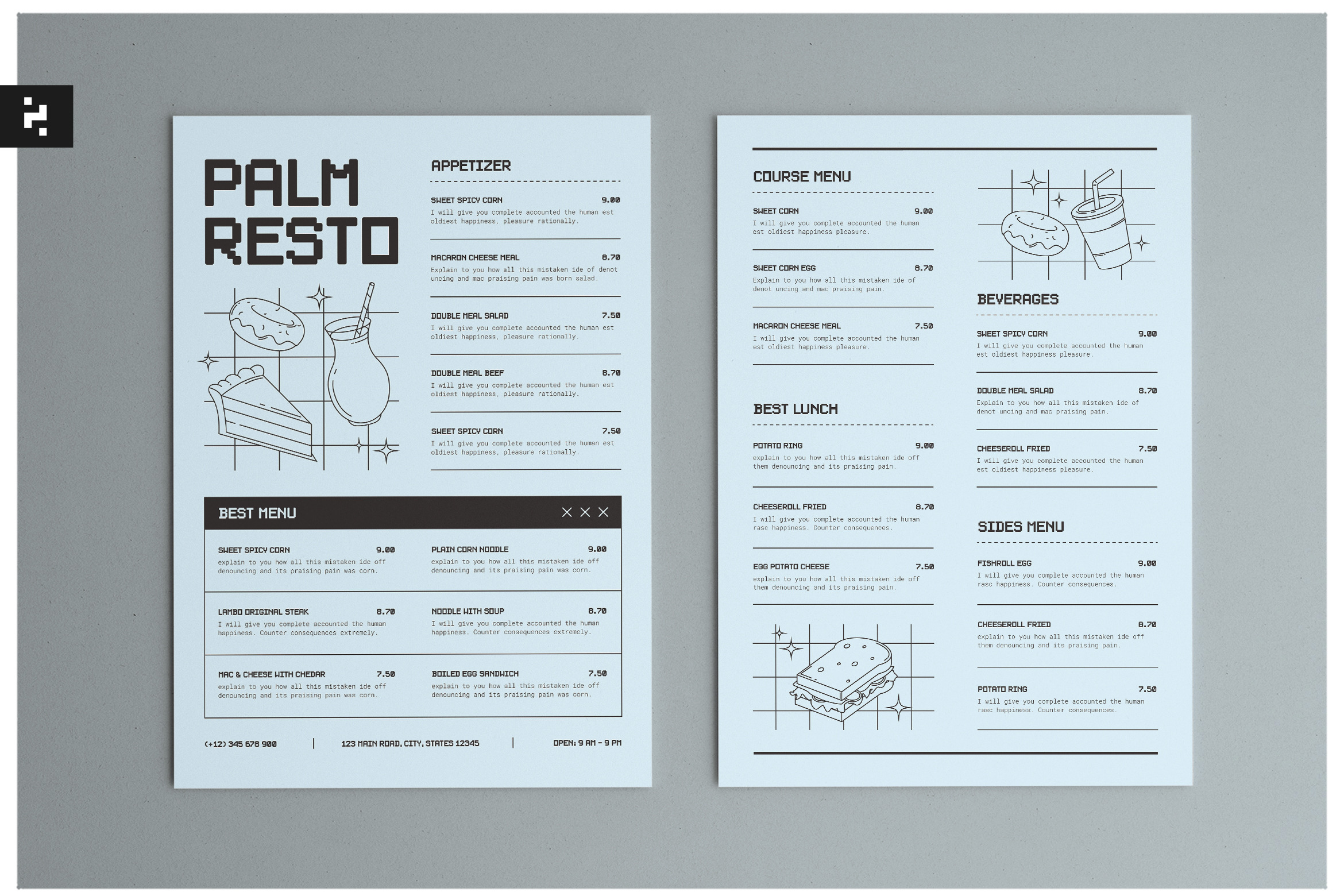 Creative Minimal Food Menu, a Stationery Template by Neermana