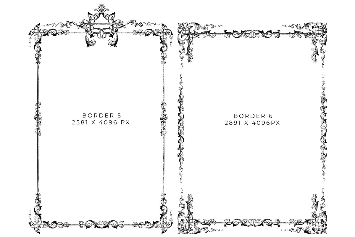 Rustic Baroque Borders Clipart, a Decorative Illustration by AW Studios