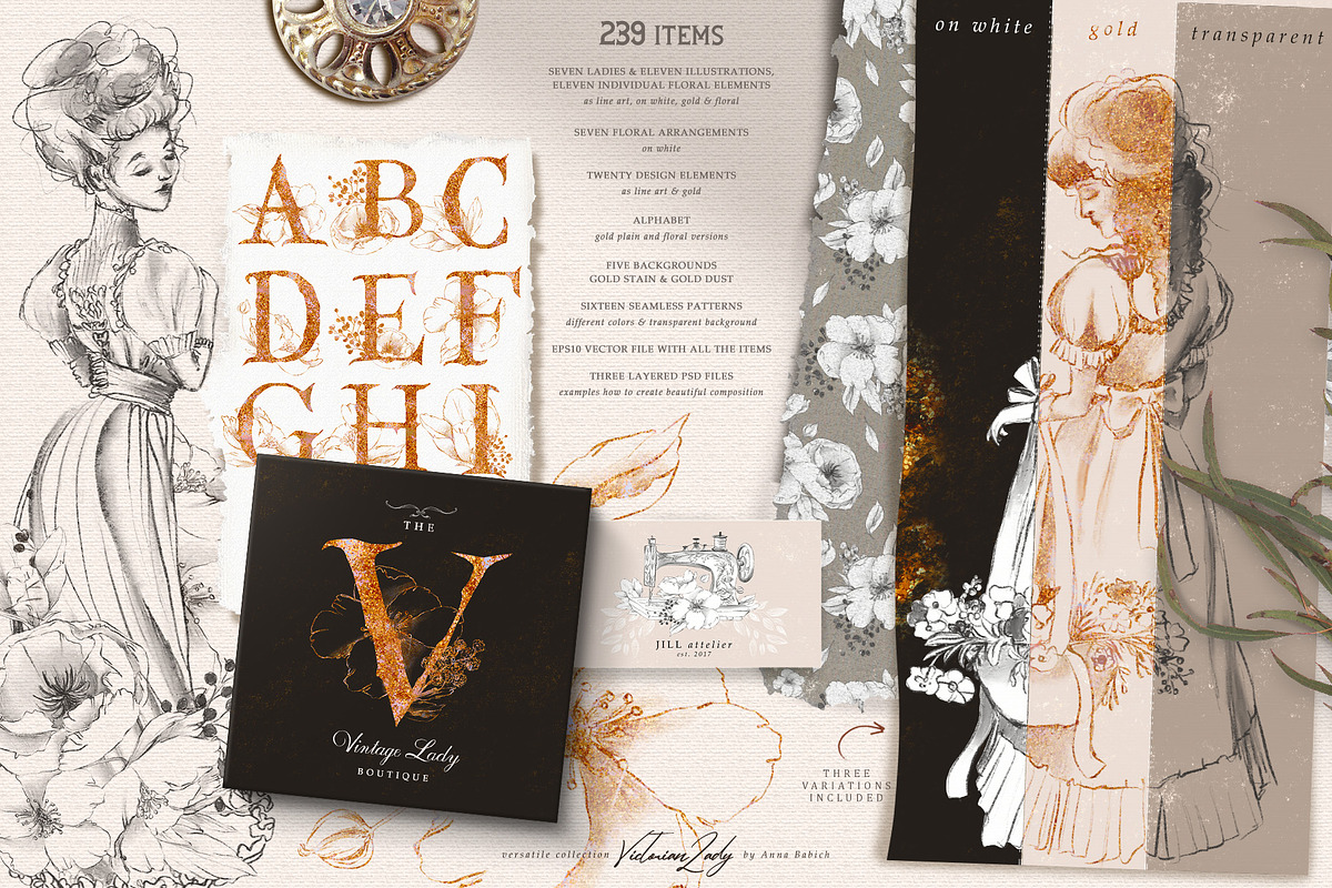 Victorian Lady Versatile Collection, a Decorative Illustration by Anna ...