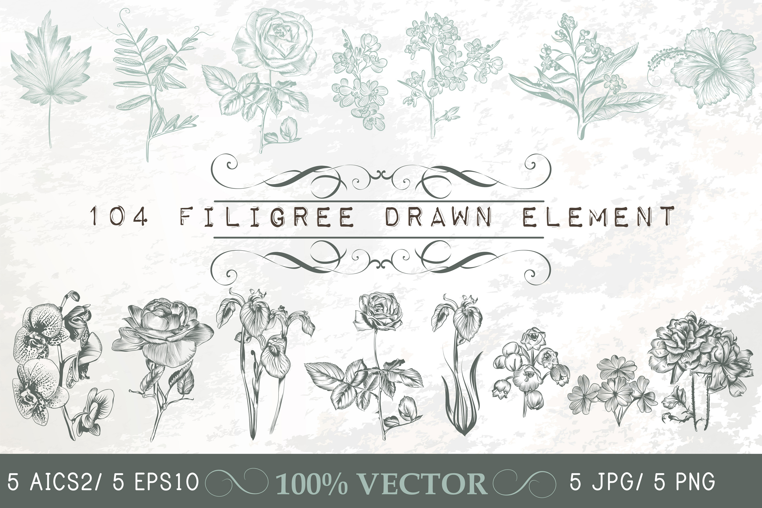 Bundle of engraved flowers, an Object Graphic by FleurArt