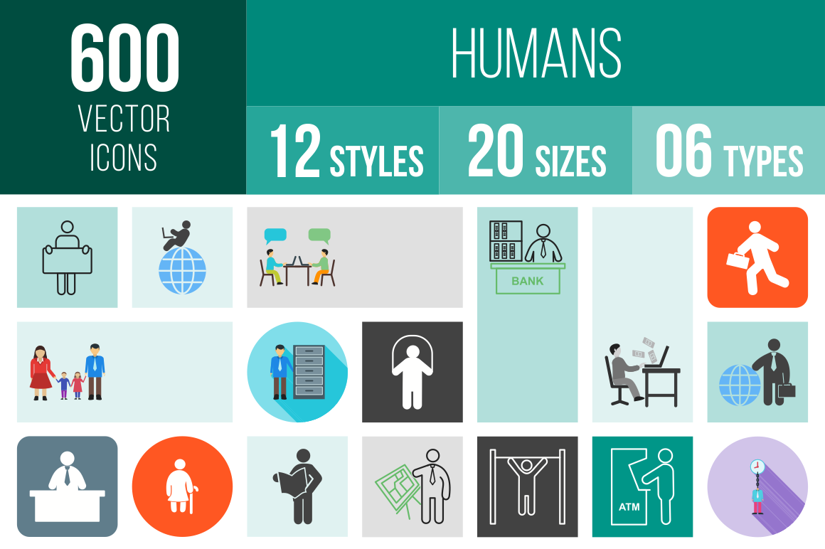 600 Humans Icons, an Outline Icon by IconBunny | Creative Market