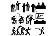 News Reporter Anchor Talk Show Icons, an Icon by Leremy Stick Figures