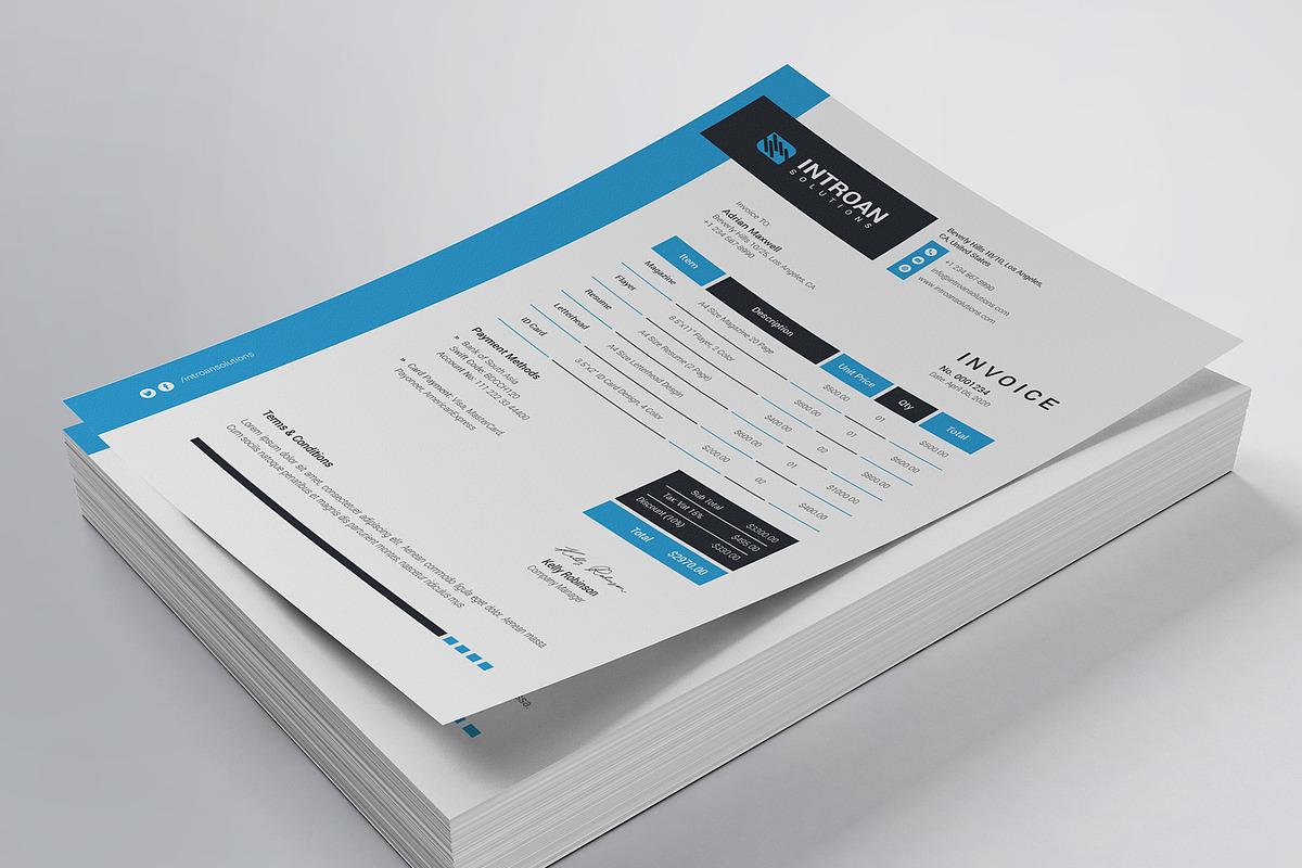 Modern Invoice Template, a Templates & Theme by theresumepark ...