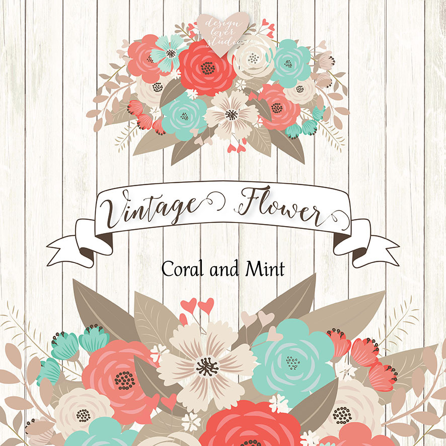 Vector coral/mint flowers | Illustrations ~ Creative Market