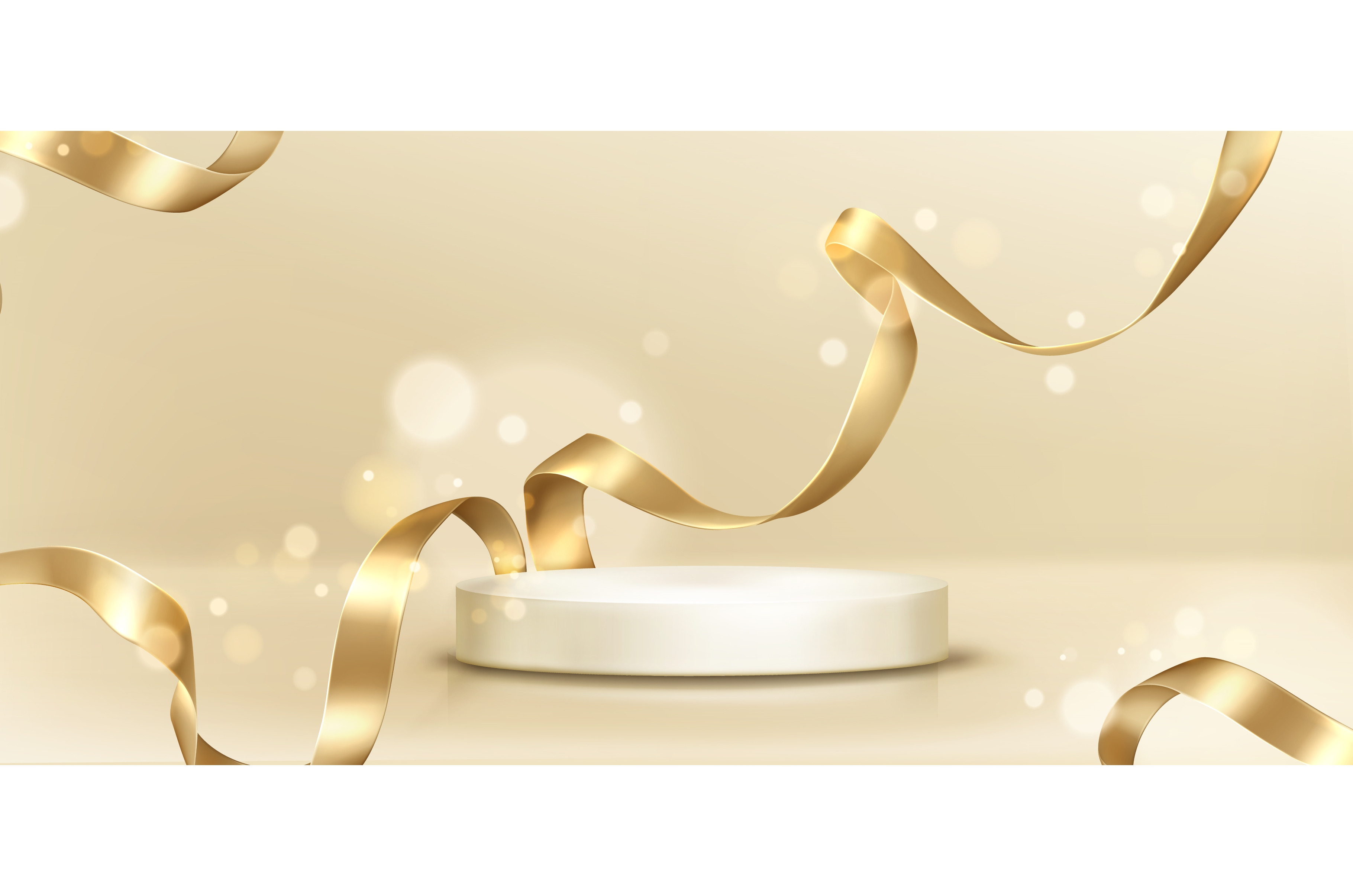 Gold ribbon curls and podium, an Illustration by art PVP - market