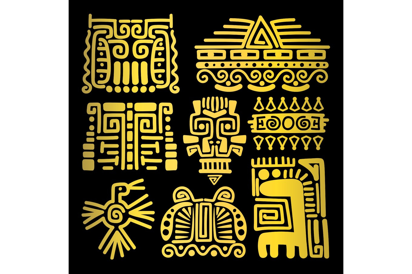 American golden ancient totems, an Animal Illustration by Stock-Smart-Start