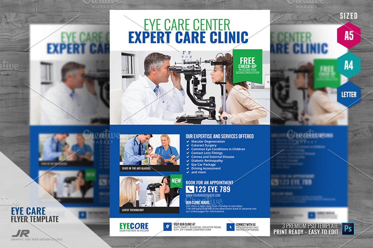 Eye Care Ophthalmology Center Flyer, a Flyer Template by PSDPixel