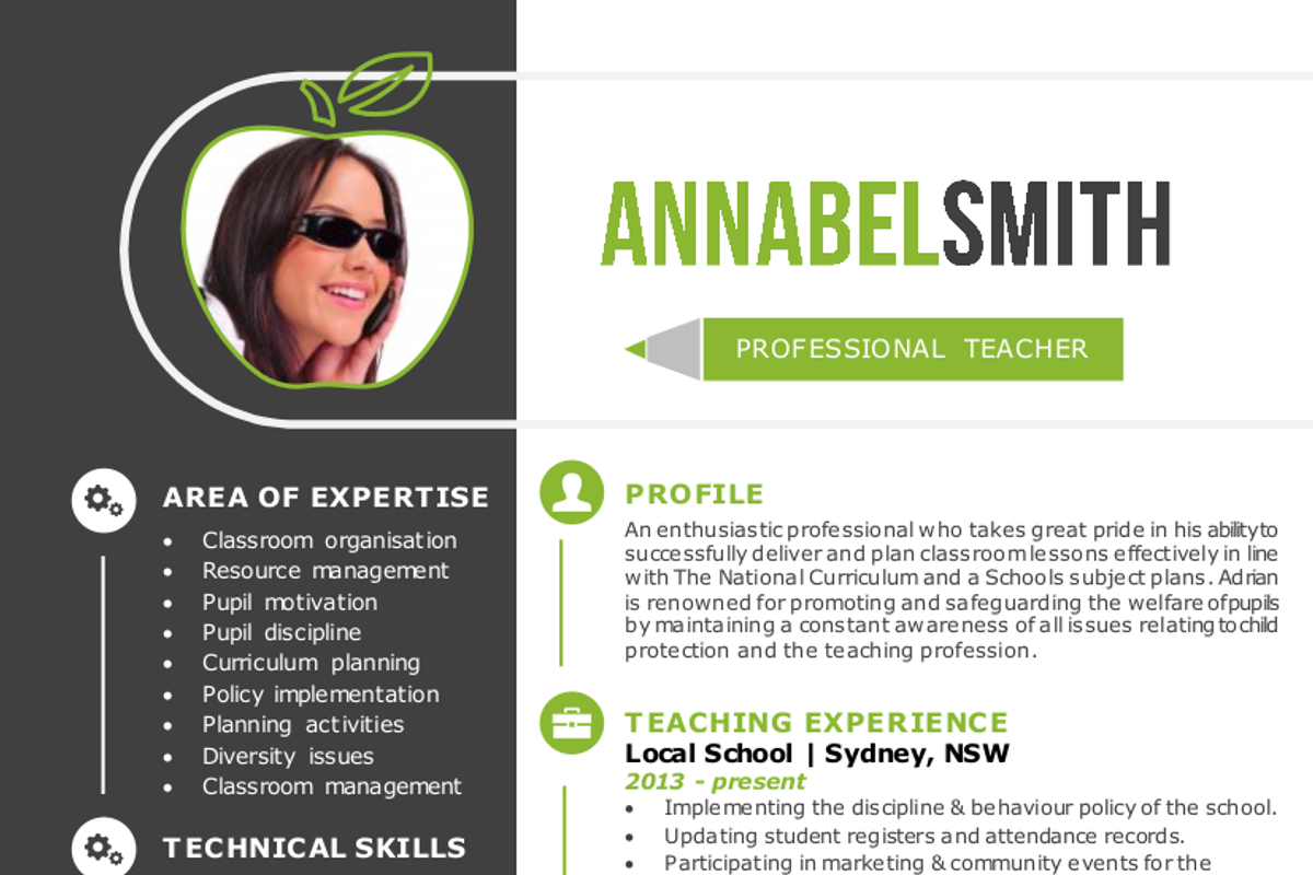 2 in 1 modern teacher Word resume, a Resume Template by Inkpower